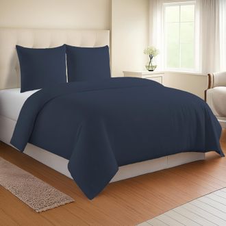 Pizuna 800 Fadenzahl aus Luxus Bettw&auml;sche Dunkelblau, 100% Langstaple Baumwolle Bettbezug und Kissenbezug, 100% Baumwolle Mako Satin 3-Teilig Bettw&auml;scheset 2