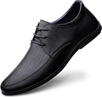 Generic Chaussures Oxford for Hommes, à Lacets, Bout Rond, Couleur Unie, Derby, Semelles Basses en Caoutchouc, Talon carré antidérapant, Mariage(Noir,45 EU)