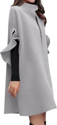 ORANDESIGNE Manteau Femme Hiver Chic Long Veste Poncho Cape Chale Elegant Cardigan Chaud Duffle Coat Laine Caban Blouson Ample Fluide Cérémonie Mode Outwear Wool 