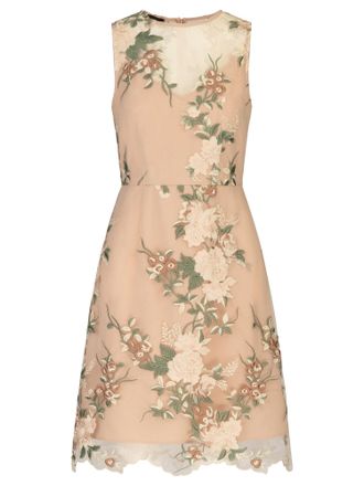 Apart Fashion APART Besticktes Meshkleid mit plastischem Blumenmuster, Nude-Multicolor, 40