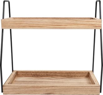 BESPORTBLE Holz K&uuml;chenregal mit Eisenrahmen Multifunktionaler Aufbewahrungsst&auml;nder f&uuml;r Gew&uuml;rze Kosmetik und Kaffetassen Platzsparender Organizer f&uuml;r Arbeitsplatt