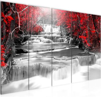 Runa Art Bild Wasserfall Wandbilder auf Vlies Leinwand 5 Teilig Wanddekoration Wohnzimmer 043656a