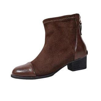 Generic Bottines &eacute;paisses confortables pour femme - Couleur unie - Fermeture &eacute;clair dans le dos - Style d&eacute;contract&eacute; et &eacute;l&eacute;gant - Pour le bureau et les f&ecirc;tes, 