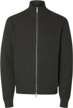 Selected Homme, Pulls, Vert, Taille: XL Ls Knit Structure Full Zip