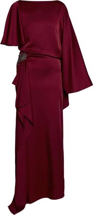 Erdem robe longue drapée à ornements - Rouge