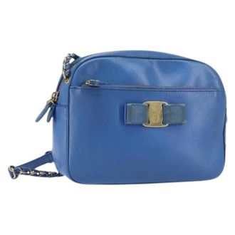 Ferragamo Sac Bandouli&egrave;re en Cuir Pre-owned - Femme - Pre-owned - Bleu - Taille: ONE Size