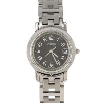 Herm&egrave;s Montre Pre-owned Clipper en acier inoxydable - Femme - Pre-owned - Gris - Taille: ONE Size