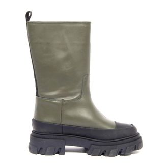 Ganni Leather Boots - - Shoes - Damen - Gr&uuml;n - 39 EU