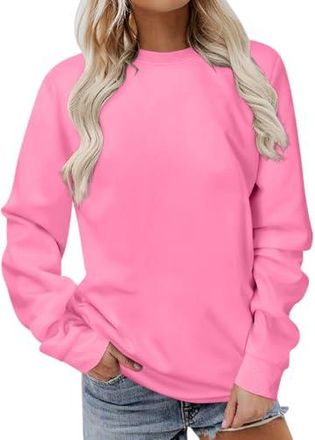 Onsoyours Sweat-shirt à col rond pour femme - Couleur unie - Long - Pull basique sans capuche - Élégant - Manches longues - Pour adolescentes et filles - Street