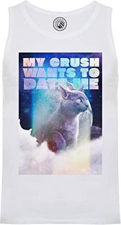 Fabulous D&eacute;bardeur Homme 100% Coton Blanc My Crush Wants to Date Me Collage Vintage Illustration Art Humour Parodie Animal