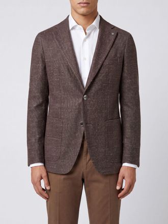 Tagliatore Blazer crois&eacute; en laine vierge et soie &agrave; revers en pointe