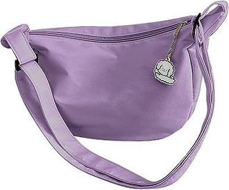 Generic Sac &agrave; bandouli&egrave;re simple couleur unie pour femme, sac &agrave; bandouli&egrave;re en nylon &agrave; la mode sacs &agrave; bandouli&egrave;re pour femmes grand (violet, taille unique)