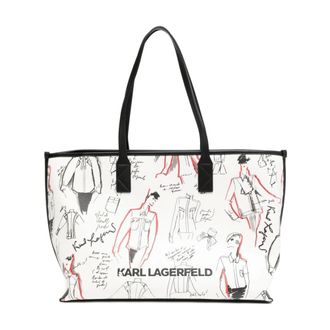 Karl Lagerfeld Femme, Sacs, Blanc, Taille: ONE Size Kkarl Tote Bag