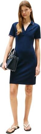 Tommy Hilfiger Robe Polo Femme 1985 Slim Fit, Bleu (Dark Night Navy), L