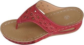 Generic Sandales Femme Grande Taille Été À Compensés Strass Creux Rétro Ethnique Slip On Sandales Tongs Extérieur Plage Vacances Confortables 35