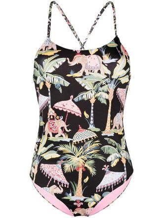 Red Valentino Badeanzug mit Print - Schwarz