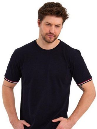 Comeor T-Shirt Basic Herren Kurzarm Rundhalls (Packung, 1-tlg) mit gestreiften &Auml;rmel B&uuml;ndchen