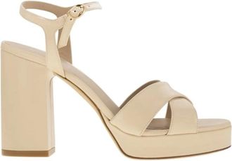 Stuart Weitzman Femme, Chaussures, Beige, Taille: 39 EU Dayna Leather Platform Sandal