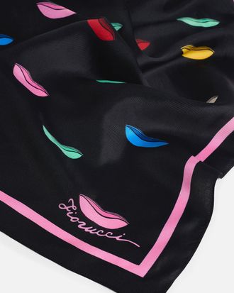 Fiorucci Womens Lips Multicolour Viscose-Silk Scarf Scarfs