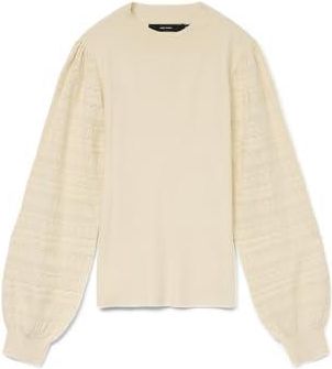 Vero Moda Vmnewlimone Ls Highneck Pullover Boo Pull &agrave; col Haut, Bouleau, XL Femme