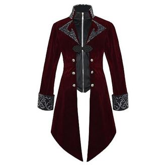 Generic Manteau steampunk pour homme - Veste gothique midi - Noir - Manteau m&eacute;di&eacute;val avec fermeture &eacute;clair - R&eacute;tro victorien - Jupe de marche &eacute;l&eacute;gante - Th&eacute;&acirc;t