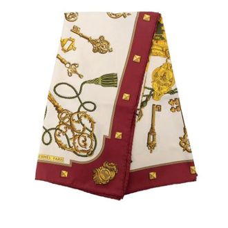 Herm&egrave;s Pre-owned Les Cles Silk Scarf - Femme - Pre-owned - Beige - Taille: ONE Size