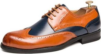 Generic Hommes en Cuir Brogue Confort Chaussures Habillées Mode Décontractée Oxford pour Bureau Travail Marche Entreprise,Marron,42 EU