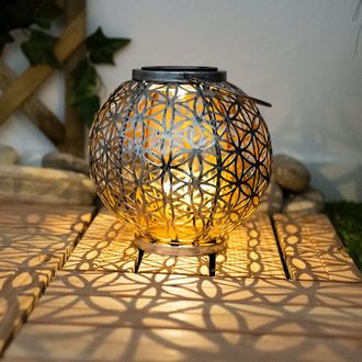 Globo Lighting Solar Lampe Outdoor Solarleuchte orientalisch LED Solar Laterne Au&szlig;en, Lichteffekt Lebensblume, 1x LED warmwei&szlig;, DxH 20x29 cm, Terrasse Garten