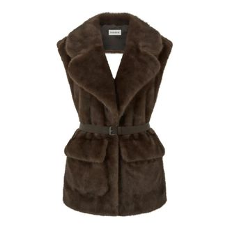 P.A.R.O.S.H. Braune Kunstpelzweste Jacke - - Jackets - Damen - Braun - ONE SIZE