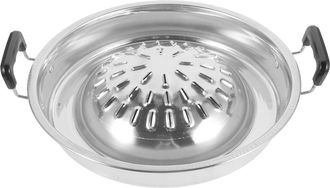 Luxshiny Runde Koreanische Grillpfanne Aus Aluminium 8.5X12 Zoll Mehrzweck-Grillschale F&uuml;r Outdoor Camping Grillzubeh&ouml;r Hausgebrauch Garten Bbq