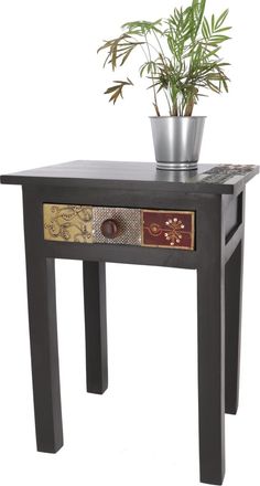 Guru Shop Kleine Kommode, Beistelltisch, Nachtschrank mit Schublade - Modell 38, 53x40x32 cm