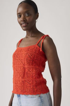 Levi's D&eacute;bardeur Sweat Abbey &Agrave; Bretelles Nou&eacute;es - Femme - Rouge / Signal Red - XS