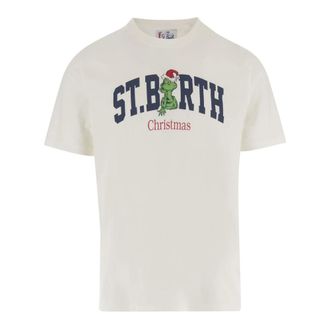 MC2 Saint Barth Homme, Tops, Blanc, Taille: S T-shirt en coton avec logo