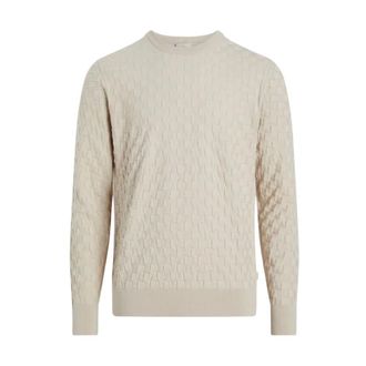 Calvin Klein Homme, Pulls, Beige, Taille: XL Pull Ras du Cou Gaufr&eacute;