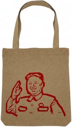 Fabulous Sac Shopping Tote Bag Aspect Lin - Kim Jong Un Dictateur Coree du Nord Communiste - Sac de Courses Toile Epaisse 360g Beige Naturel Cabas Port&eacute; Epaule