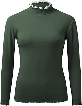 Generic sous Pull Femme Haut Thermique Femme sous Pull Thermique Femme Doux Glamour Haut Thermique Imprim&eacute; Col Rond Doubl&eacute; Polaire Top Confortable Et Tendance