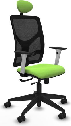 Piqueras y Crespo Gepolsterter B&uuml;rostuhl mit wei&szlig;en und schwarzen Armlehnen, h&ouml;henverstellbare Lendenwirbelst&uuml;tze und festes Kopfteil, ausgestattet mit Syncro/Traslack.