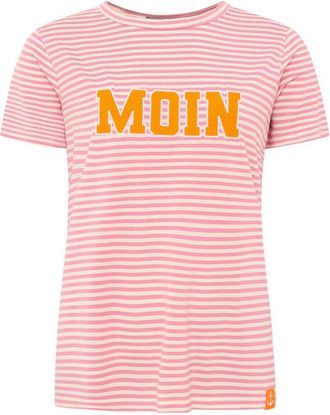 Zwillingsherz T-Shirt Anker Moin gestreift, gestickter Schriftzug, maritim, Rundhals