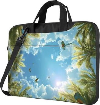 Generic Housse de protection pour ordinateur portable de 15,6 pouces avec bandouli&egrave;re - Motif oiseau de palmier - Housse de protection antichoc pour ordinateu