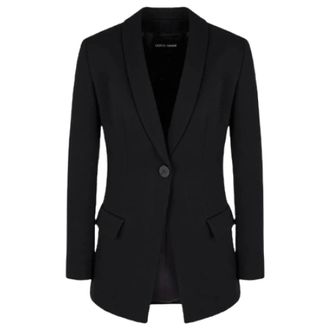 Giorgio Armani Schwarze Woll-Einreiher-Jacke - - Jackets - Damen - Schwarzk - S