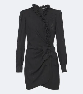Alessandra Rich Robe en soie moir&eacute;e &agrave; volants