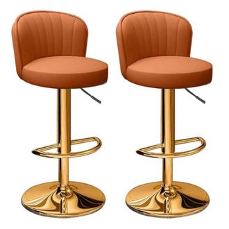 Generic Barhocker-Set (2Er-Set) mit Verstellbarer H&ouml;he, R&uuml;ckenlehne und Fu&szlig;st&uuml;tze - Gepolsterte Sitze, Robustes, Schwarz-Silbernes Metallgestell