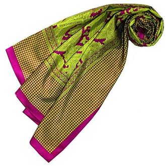 Lorenzo Cana Foulard de 65% coton et 35% soie pour la femme - écharpe de fibres naturelles, carré avec des mesures de 110 x 110 cm et un motif vichy - imprimé attr