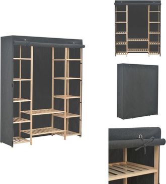 vidaXL Kleiderschrank Grau 135 x 40 x 170 cm Stoff - Kleiderschrank - Grau - Stoffschrank - Garderobenraum - Einbauschrank