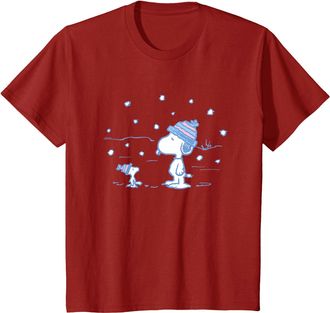 Peanuts Erdn&uuml;sse - Snoopy Woodstock Winter Snow T-Shirt