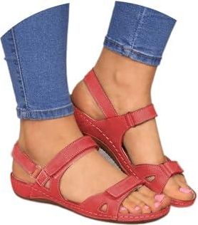 Generic Sandales orthop&eacute;diques larges pour femme, sandales et sandales confortables &agrave; bout ouvert pour femme, sandales compens&eacute;es dext&eacute;rieur antid&eacute;rapantes av