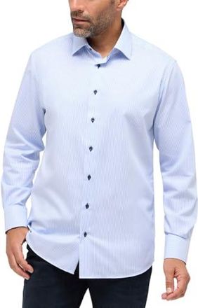Eterna Homme Chemise en Twill à Fines Rayures Modern FIT 1/1 Bleu Clair 44_H_1/1