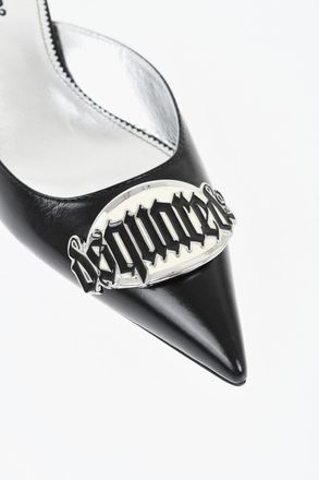 Dsquared2 Sabot aus Leder mit gro&szlig;er Metall-Logoplakette Dsquared2