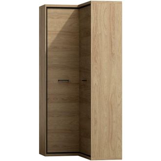 Furnix Kleiderschrank mediolane M-14 197 cm in L-form mit 2 T&uuml;ren Natural Hikora - Furnix