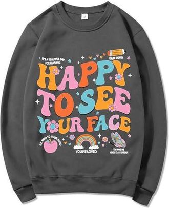 Generic Sweat-shirt pour femme - Imprim&eacute; graphique britannique - Haut surdimensionn&eacute; - Col rond - Manches longues - Automne - Hiver - D&eacute;contract&eacute; - Confortabl